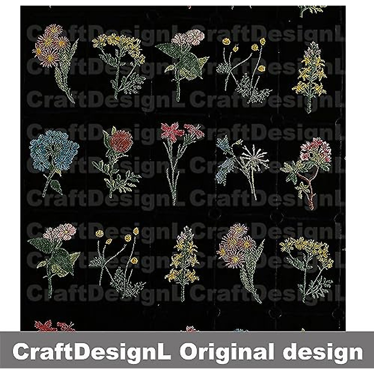 CraftDesignL Linen Daisy Embroiderd Cotton Fabric,Floral Embroidered Fabric,Daisy Fabric,Embroidered Fabric,Dress Fabric,Designer Fabric,Fabric by Yard (Black)