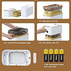 JUDRDO Kitchen Trash Can with Lid Soft Close, 13Liter /3.5 Gallon Automatic Garbage Can, Small Trash Can for Bathroom Bedroom Office Home Warehouse Appartment