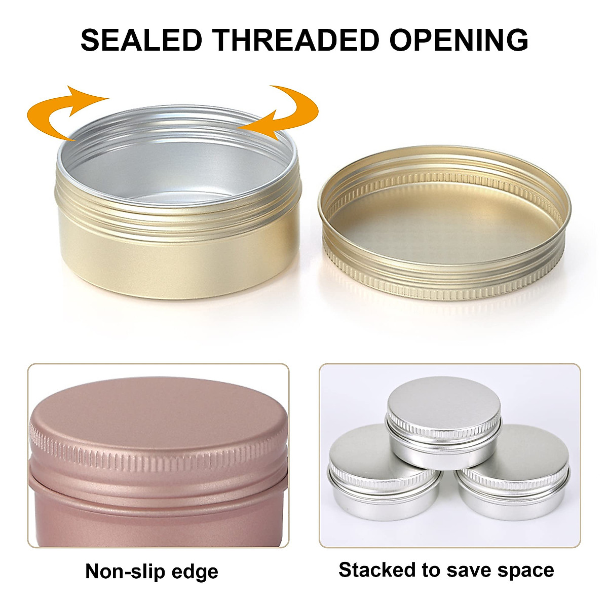 1st Choice Aluminum Tin Jar Refillable Containers 15 ml Aluminum Screw Lid Round Tin Container Bottle for Cosmetic,Lip Balm, Cream, 6 Pack