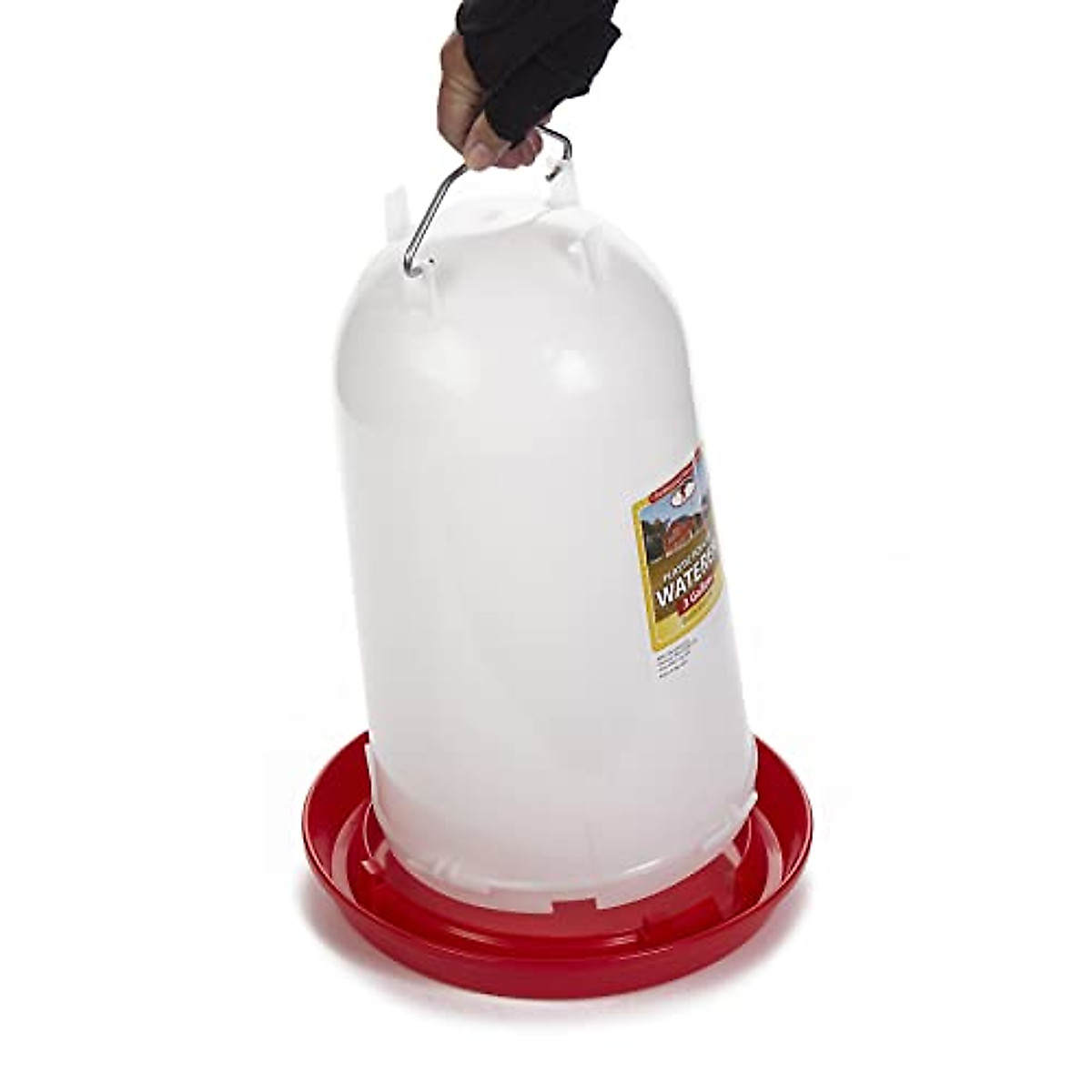 Plastic Poultry Drinker (3 Gallon) - Little Giant - Heavy Duty Plastic Gravity Fed Water Container Jar (Red) (Item No. 7906)