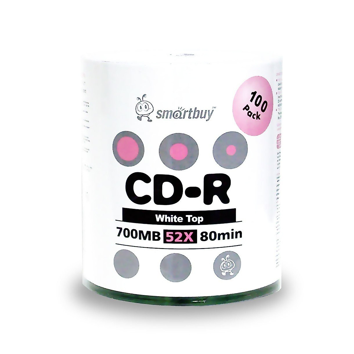 Smart Buy White Top CD-R 100 Pack 700mb 52x Blank Recordable Discs, 100 Disc, 100pk