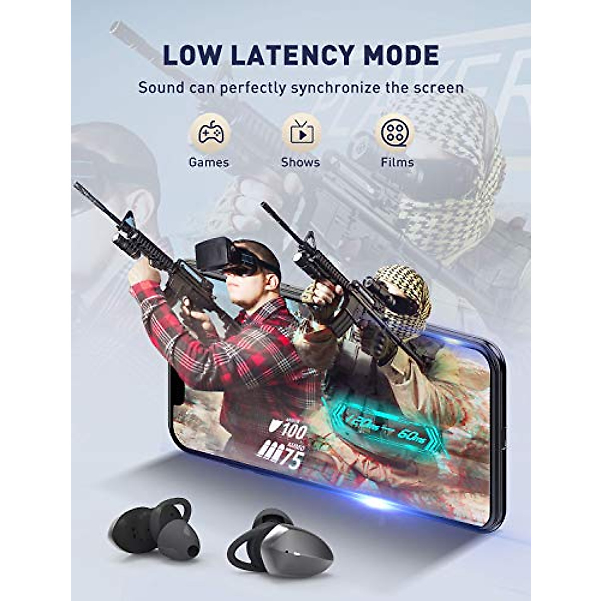 dyplay True Wireless Earbuds 35dB Active Noise Cancelling with ANC Transparent Mode Bluetooth 5.0 Earbuds, 6 Built-in Mics for Clear Calls, Immersive Stereo Sound, USB-C Charging Case, Touch Control