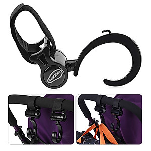 Fdit 2Pcs Stroller Hooks, ABS Plastic 360°Rotation Baby Infant Stroller Pushchair Hooks Hanger for Baby Diaper Bags Walker