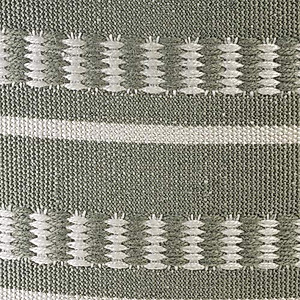 LR Home Dash and Stripe Geometric Indoor Outdoor Pouf, Green/White, 20" x 20" x 20"