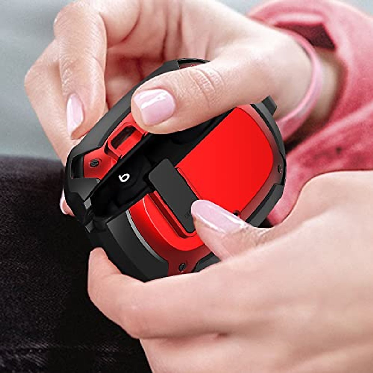 CASEVERSE Case for Beats Studio Buds(2021)/Beats Studio Buds+(2023) with Lock, Military Armor Series Cover with Keychain Cool Shockproof Protective Cases
