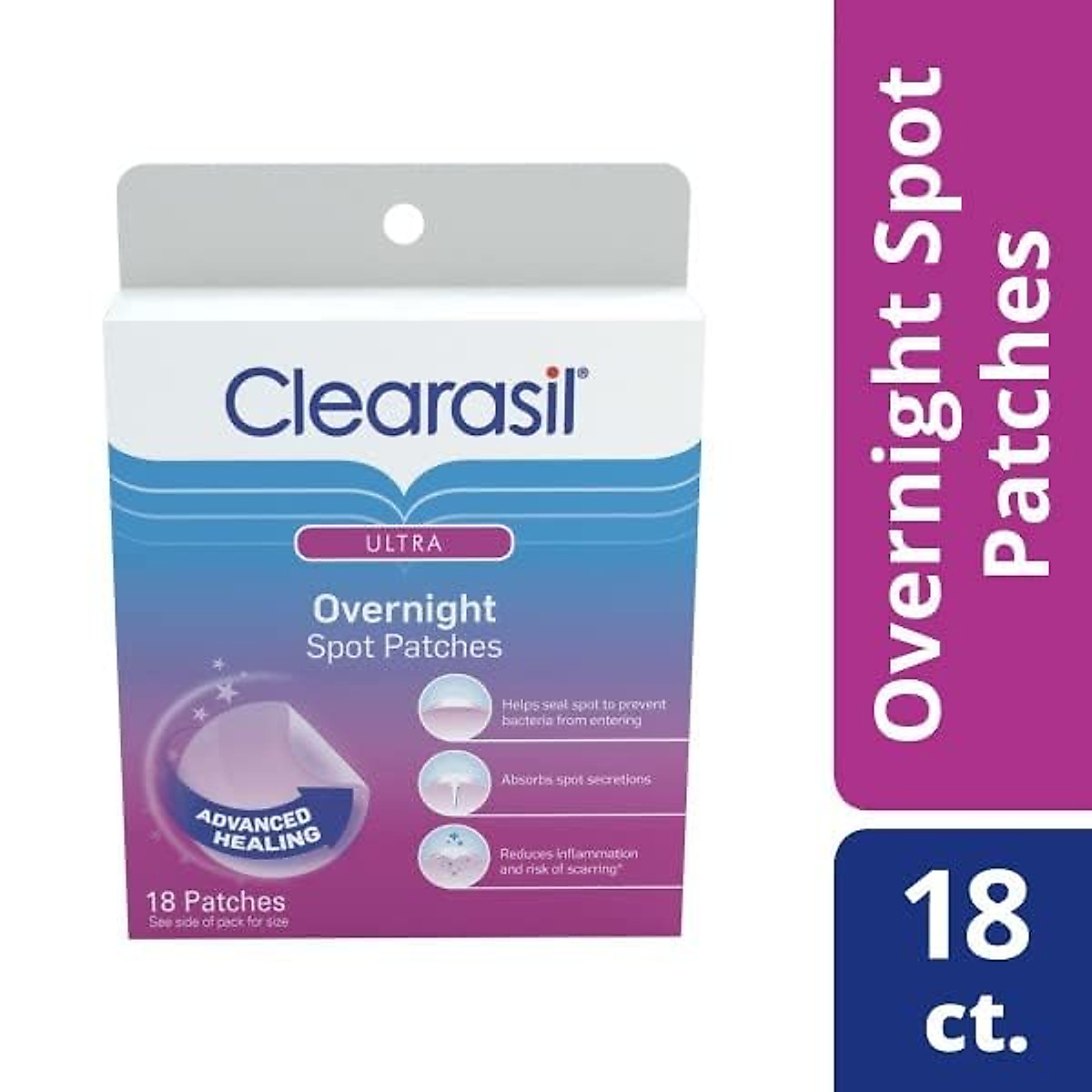 Clearasil Stubborn Acne Overnight Spot Pimple Patches, 18 Count (Pack of 3)