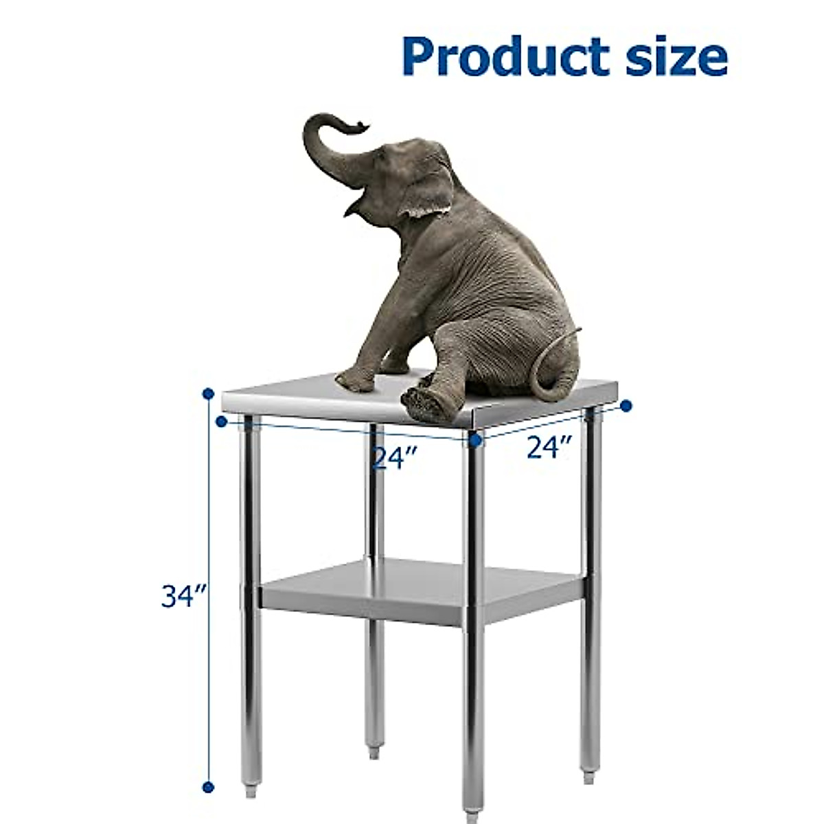 RIEDHOFF Stainless Steel Work Table 24" x 24" with Undershelf, [NSF Certified][Heavy Duty] Commercial Kitchen Prep Table for Home, Restaurant, Hotel