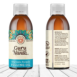 GuruNanda Original Oil Pulling Oil & Whitening Pulling Oil, Blend of Coconut & Pure Peppermint Oil - Ayurvedic, Alcohol & Fluoride Free, Vegan, Natural Mouthwash for Teeth Whitening & Fresh Breath
