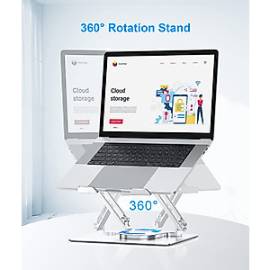 BoYata Laptop Stand for Desk, Adjustable Computer Stand with 360° Rotating Base, Ergonomic Foldable Laptop Riser Holder for Collaborative Work, Compatible with All MacBook Pro/Air, Notebook up to 17"