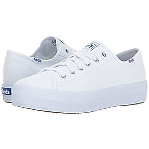 Keds Women's Triple Kick Canvas Fashion Sneaker, White, 9 M US