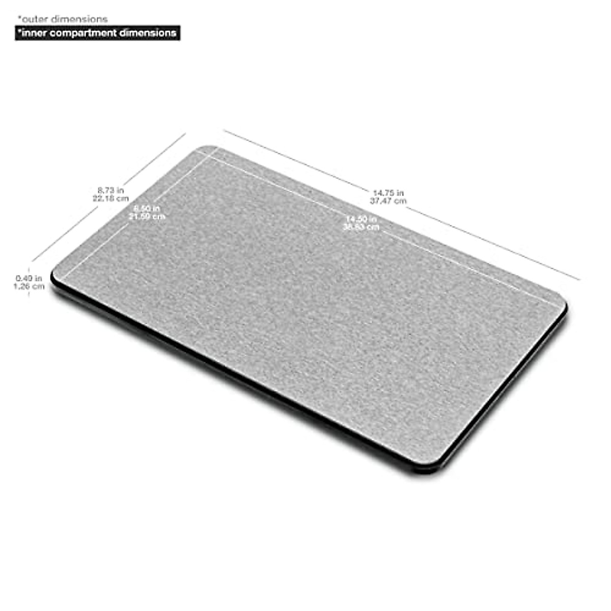 Madesmart Drying Stone Dish Drying Mat with Nonslip Base, Mineral-Based Dish Mat for Kitchen Counters, Carbon