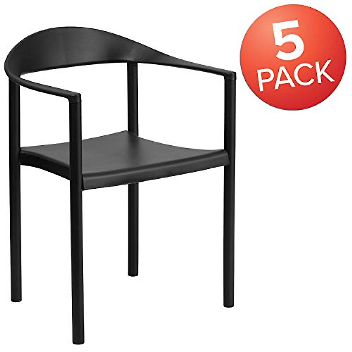 Flash Furniture 5 Pack HERCULES Series 1000 lb. Capacity Black Plastic Cafe Stack Chair