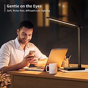 Lepro LED Desk Lamp for Home Office, 9.5W 750LM Metal Touch Control Desk Light, 5 Color Modes 5 Brightness Level, Eye Caring Task Lamp For Reading, Sewing, Crafts, School Supplies, Puzzle Light, Black