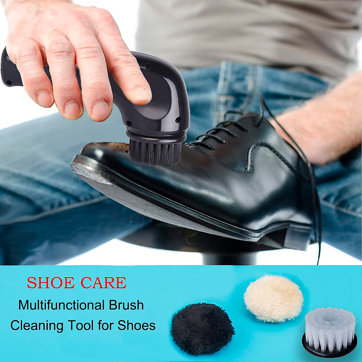 Electric Shoe Brush, Portable Shoe Shine Kit, Shoe Buffer Kit Leather Care Clean Boot Polisher, Premium Electric Shoe Polisher for Boots, Shoes, Bag, Sofa, Leather Care