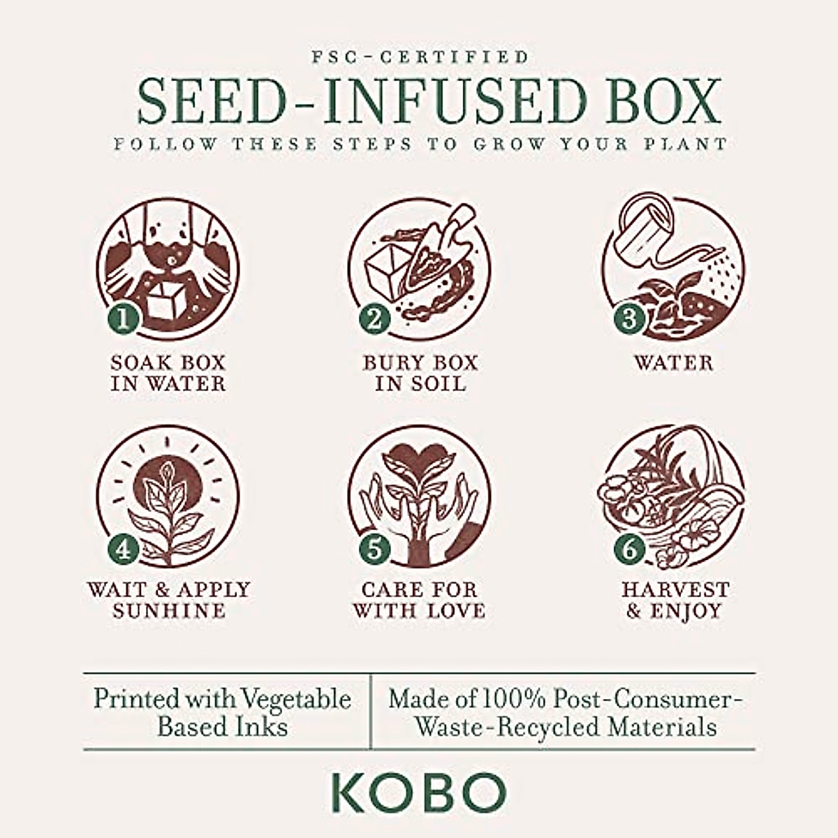 KOBO Wild Tomato Vine Candle with Plantable Box (9 oz) | Plant The Box Collection, 100% Pure Soy Wax Candles | Hand-Poured in USA | Long Lasting 60 Hour Burning Candles | Scented Candles for Home