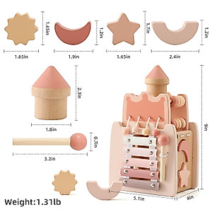 Youuys Wooden Activity Cube 9-in-1 Montessori Toys for 3+ Year Old Boys & Girls, Multipurpose Educational Sensory Learning Toys for Baby Toddlers with Mirror, First Birthday Gift (Castle)