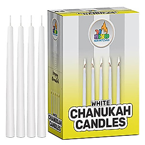 Ner Mitzvah White Chanukah Candles - Standard Size Fits Most Menorahs - Premium Quality Wax - 44 Count for All 8 Nights of Hanukkah.