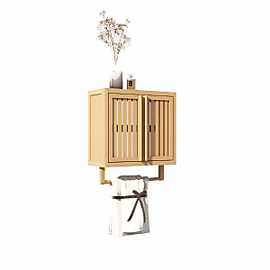 ALYIAMXL Bathroom Wall Cabinet with Towel Bar Bamboo Medicine Cabinet with Doors and Adjustable Shelf, Over The Toilet Storage Cabinet Organizer for Bathroom Living Room Kitchen