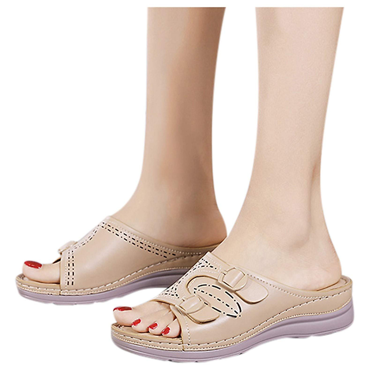 justHIGH Women's Slip on Flat Slide Sandals with Arch Support Lightweight Waterproof Outdoor/Indoor Lightweight Sandals