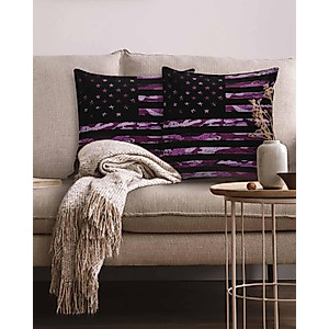 Pillow Cases Linen Pillow Shams Independence Day Camo American Flag Patriotic Pillow Cases Set of 2 16x16 Inches Pillowcases Square Cushion Covers Flax Soft Linen Pillow Covers for Couch Sofa
