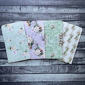 Shabby Roses Junk Journal Pockets and Card Set - Floral Scrapbook Accessories - Paper Ephemera Bundle