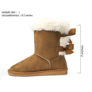 REDVOLUTION New Kids Classic Snow Boots Faux Fur Midcalf Outdoor Boots (Big Kid) (450 camel, numeric_2)