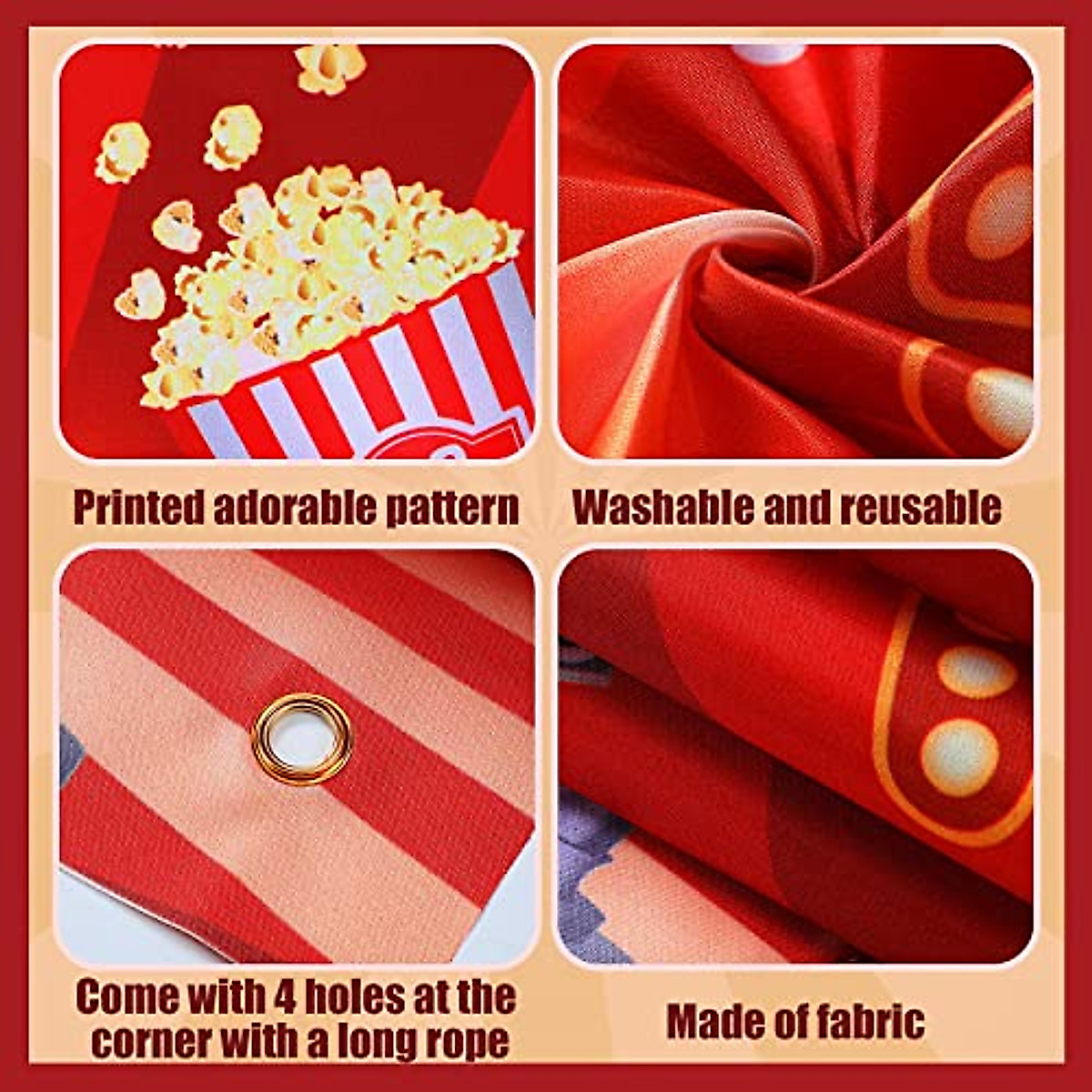 Movie Night Party Door Cover Sign Movie Theme Party Decorations Theater Movie Night Supplies Welcome Now Showing Movie Night Party Backdrop for Wedding Theater Birthday Accessory, 71 x 35.4 Inches