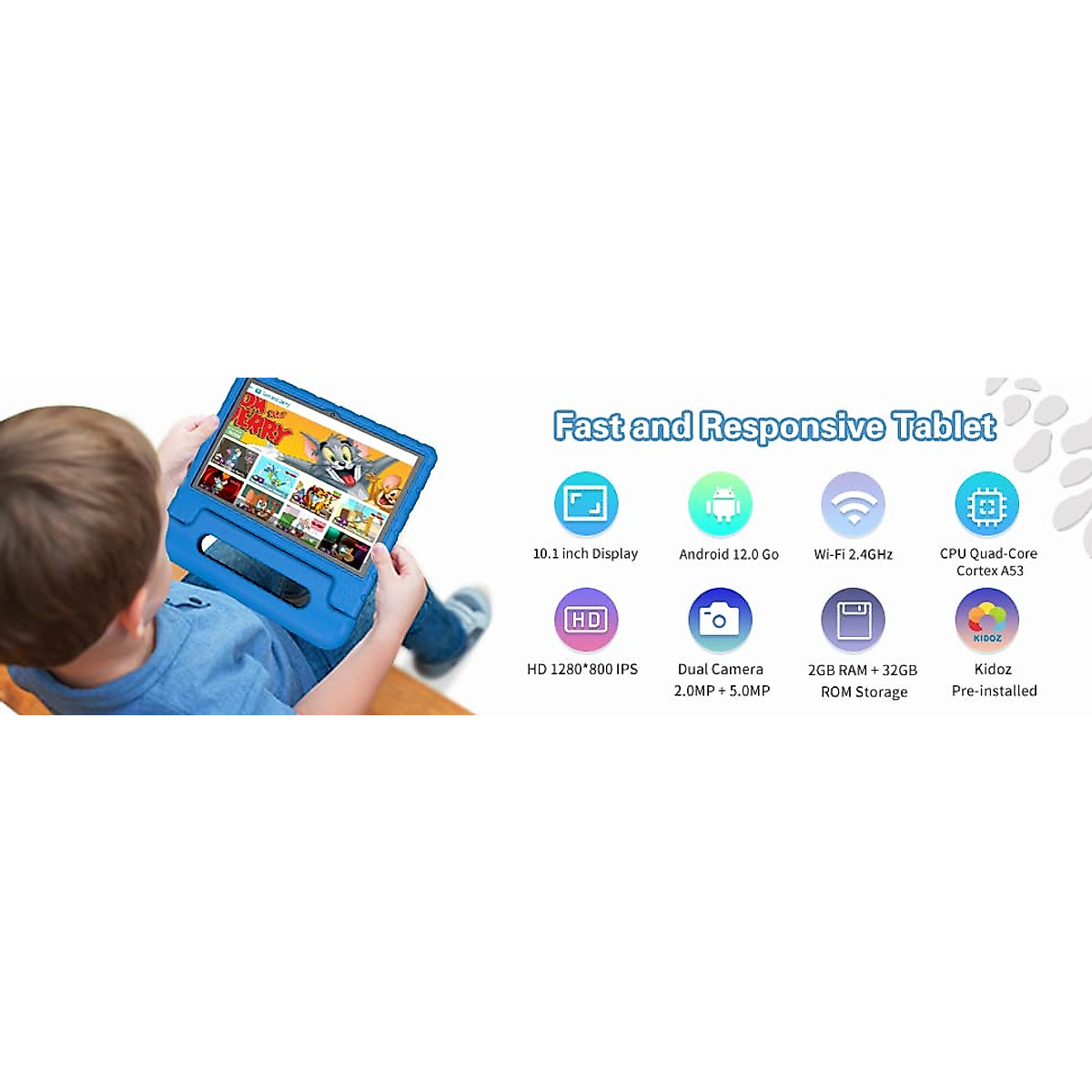 NOBKLEN Kids Tablet 10 Inch, 2023 Android Tablet for Kids and Parental Control, 2GB+32GB ROM, 6000mAh Battery