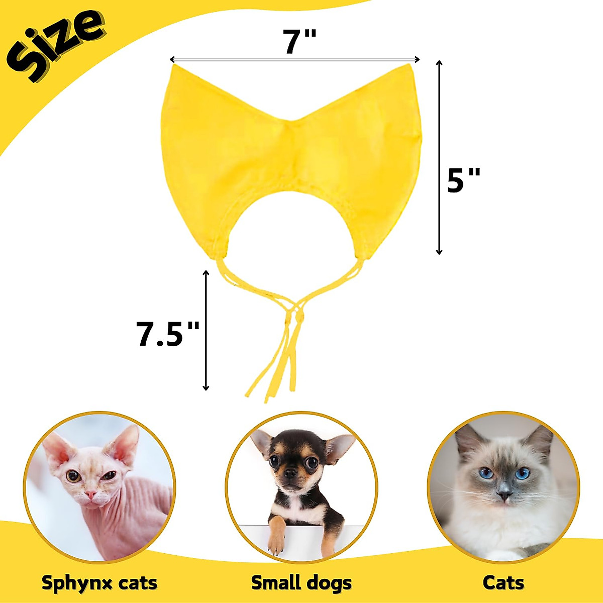 Pet Shower Cap - Waterproof Shower Caps for Sphynx Reusable Cats Ear Protection Bath Cap with Adjustable Strap Ear Covers for House Cats Small Dogs Puppy Pet Grooming Accessories (Yellow)