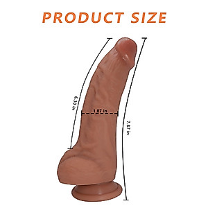 Sex Toy for Women 7 Inch Realistic Silicone Dildo,Body-Safe Material Strong Suction Cup Ultra Soft Lifelike Thick Anal Dildo for Men G spot Stimulator with Curved Shaft and Balls Throat Trainer