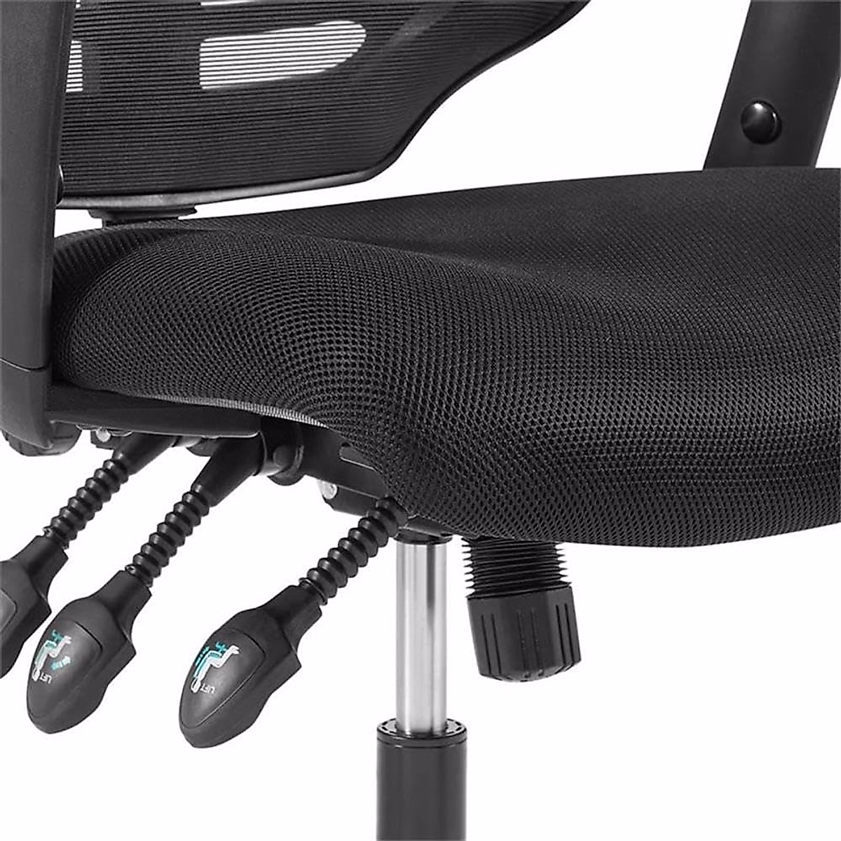 Pemberly Row Adjustable Swivel Mesh Fabric Office Chair in Black
