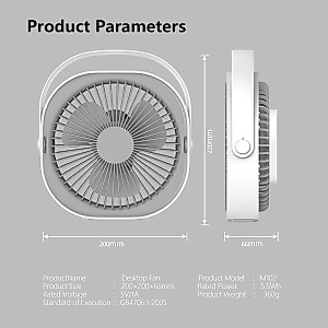 Lahuko 2022 Upgraded Personal USB Desk Fan[8 inch], 3 Speeds Portable Table Cooling Fan Powered by USB,360° Rotatable,Quiet Operation,for Home Desktop Office Car Outdoor Travel