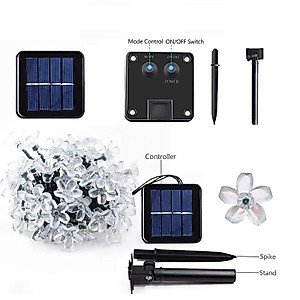 HOINCO Solar Flower String Lights,1Pack 39.4 FT 100 LED Fairy Light Decorations for Garden Fence Patio Yard Christmas Tree, Home, Lawn, Wedding, Patio, Party Decoration (Multi Colored)