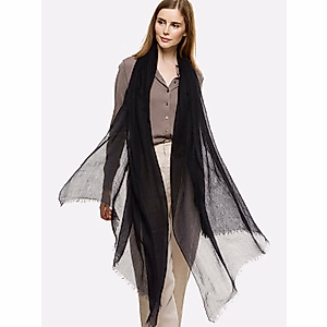 Ovcio Featherlight Black Cashmere Scarf - 100% Pure Cashmere Wrap Scarf for Women (87x39) with Gift Box