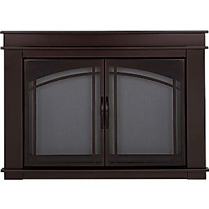 Pleasant Hearth FN-5700 Fenwick Fireplace Glass Door, Oil Rubbed Bronze, Small