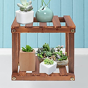ABOOFAN Wooden Stool Plant Stand Flower Pot Display Shelf Bonsai Rack Decorative Plant Riser Holder for Indoor Home 1 Set