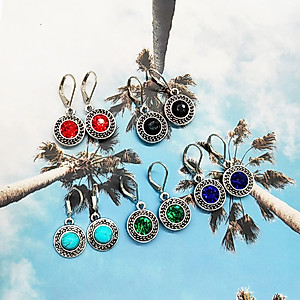 8/12/25 Pairs Silver Dangle Earrings for Women Multipack Teens Small Hoop Earrings with Charm Leverback Earrings for Women Handmade Earrings Bohemian Jewelry … (12 Pairs Vintage)