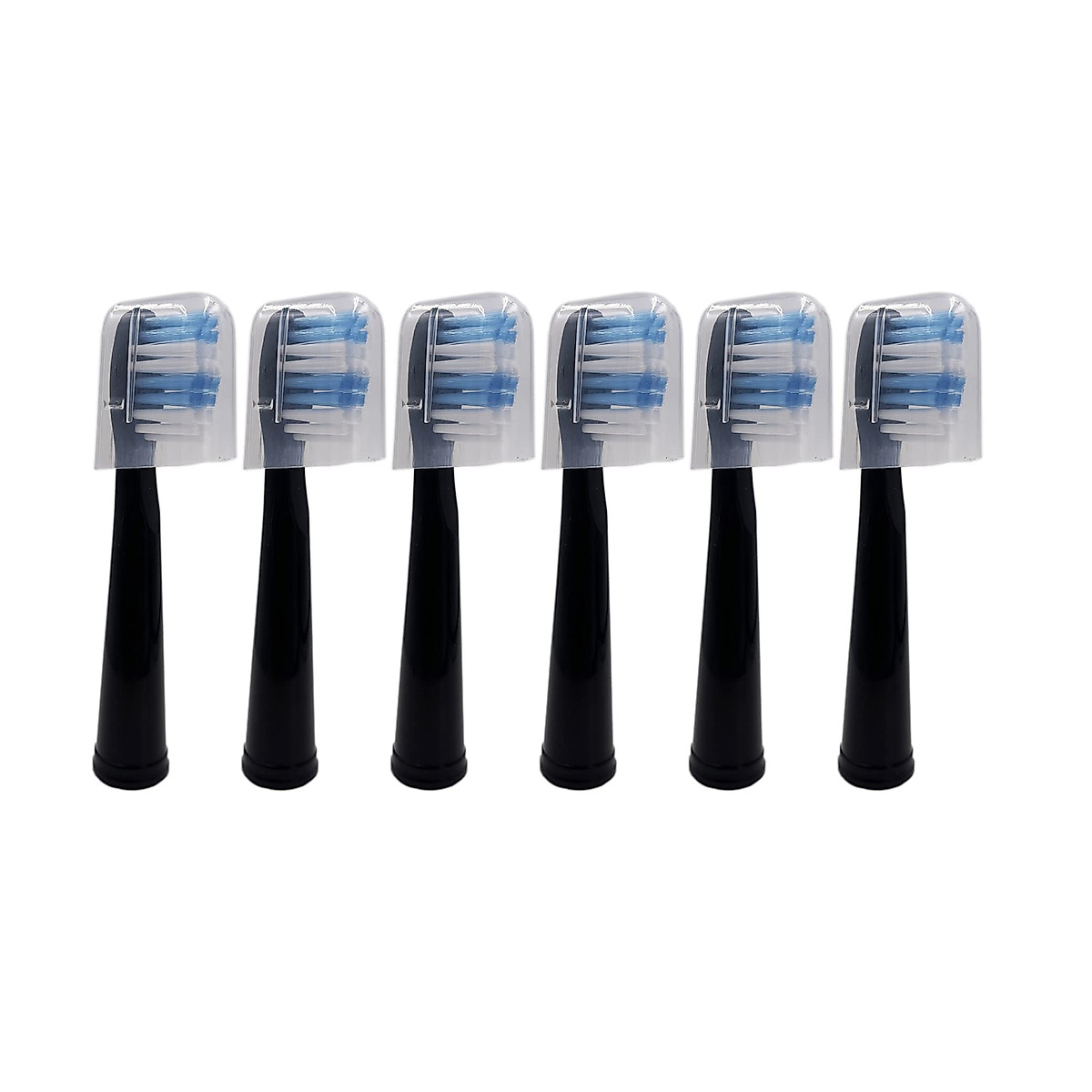 6-Pack Replacement Toothbrush Heads for Dnsly Fairywill FW507/FW508/FW917/FW909/FW949/FW958/FW507B/FW908/FW610/FW659/FW719/FW910 KIPOZI Sboly Sonic Electric Toothbrush (Black)