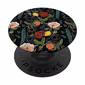 Botanical and Black Pugs PopSockets by Huebucket PopSockets PopGrip: Swappable Grip for Phones & Tablets