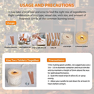 Ziosxin 100 Pcs Smokeless Cherry Wood Candle Wicks, Long Lasting Flame, Easily Burn, Candle Cores with Stand and Glue Dot, Warning Label for DIY Candle Making