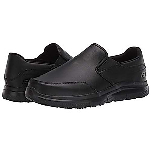 Skechers Men's Bronwood Food Service Shoe, Black Leather, 13
