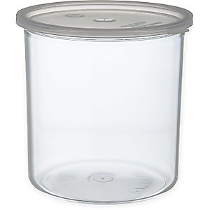 Carlisle FoodService Products Classic Round Storage Container Crock with Lid for Kitchen, Restaurants, Home, Plastic, 2.7 Quarts, Clear