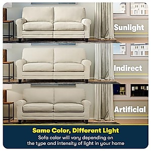 Serta Copenhagen 73" Rolled Arm Sofa, Easy Care Polyester, Soft Pillow Back, Pocket Coil Seat Cushions, Removable Covers, Loveseat or Couch for Small Spaces, Living Rooms or Bedrooms, Buttercream