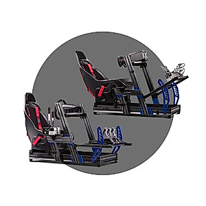 Next Level Racing F-GT Elite Formula and GT Aluminum Profile Simulator Cockpit iRacing Edition (NLR-E012) - PC and Next Level Racing Floor Mat (NLR-A005)