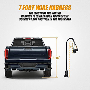 Wztepeng 56070 Truck Bed 7-Foot 7-Pin Trailer Wiring Harness Extension with Connector Compatible with Silverado 1500 2500 3500, Dodge Ram, Ford F-150, F-250, F-350, GMC Sierra, Toyota Tundra, RAM