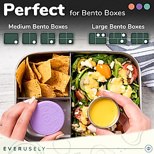 Everusely 3 x 1.7oz Leakproof Salad Dressing Container To Go, Stainless Steel Small Condiment Containers with Lids, Sauce Containers For Lunch Box, Dressing Cups with Lids, Dip Containers, Sauce Cups