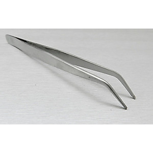 Tweezers Bent Tip Tweezer 45 Degree Bent Smooth Tips Jewelry Bead Hobby & Crafts 7" by JTS