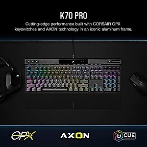 Corsair K70 PRO RGB Optical-Mechanical Gaming Keyboard - OPX Linear Switches, PBT Double-Shot Keycaps, 8,000Hz Hyper-Polling, Magnetic Soft-Touch Palm Rest - NA Layout, QWERTY - Black
