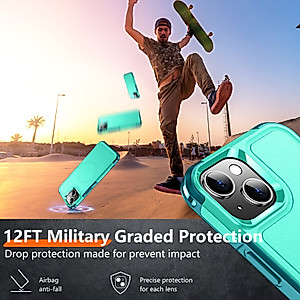 Red2Fire Magnetic for iPhone 14 Plus Case [Compatible with Magsafe][Military Grade Drop Protection][2X Glass Screen Protector+2X Camera Lens Protector] Shockproof Protective Case - Light Green