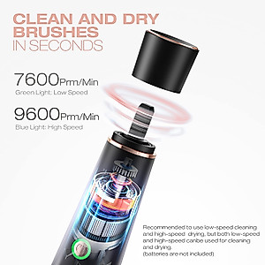 NICARE Makeup Brush Cleaner and Dryer Machine, Electric Cosmetic Automatic Brush Spinner with 8 Size Rubber Collars, Wash and Dry in Seconds, Deep Cosmetic Brush Spinner for Brushes